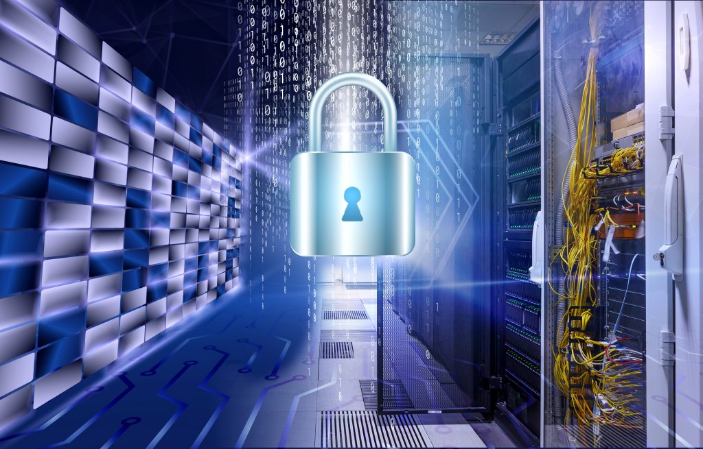 Network Safety Concept Server Closed With Padlock Database Security
